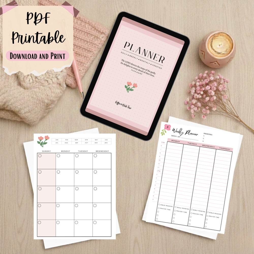 All-in-One Printable Weekly Planner | Undated Christian Calendar ...
